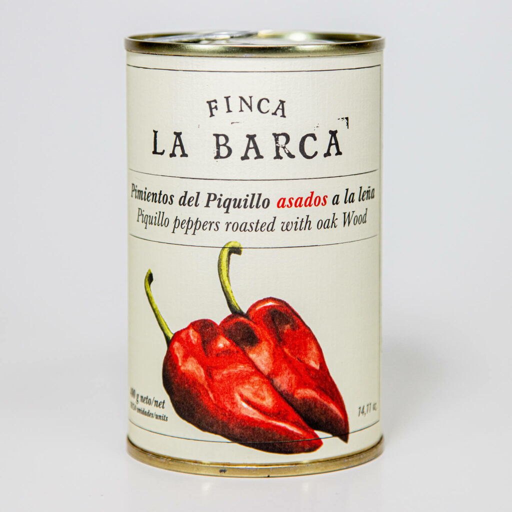 Op eik geroosterde zoete Piquillo-pepers 400g Finca La Barca online kopen bij Pimentón